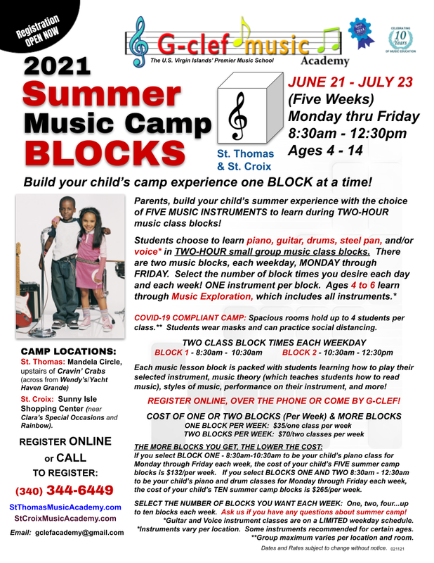 St. Thomas Summer Camp | 2021 Summer Camp | G-Clef Music Academy ...